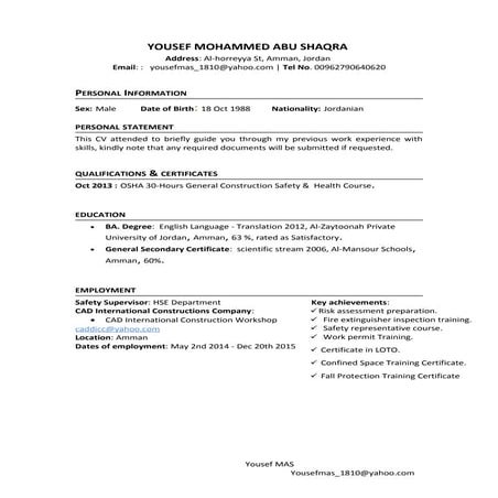 Yousef's CV Last Update | PDF