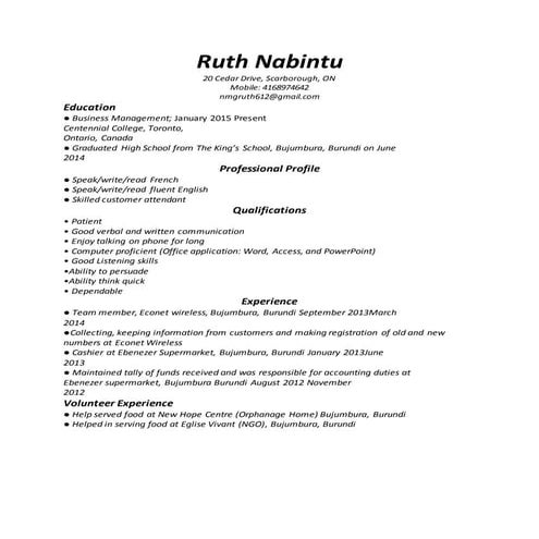 Ruth Resume CC | PDF