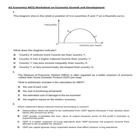 A2 Economics MCQ Worksheet on Economic Growth and Development.pdf
