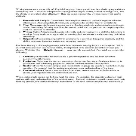 A2 English Language Investigation Coursework Examples | PDF