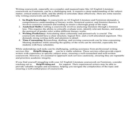A2 English Literature Coursework Feminism | PDF