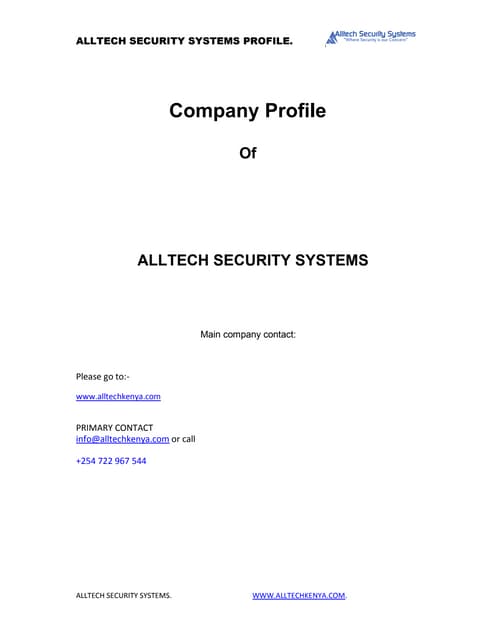 Company Profile. Securtec Security Systems & Services | PDF