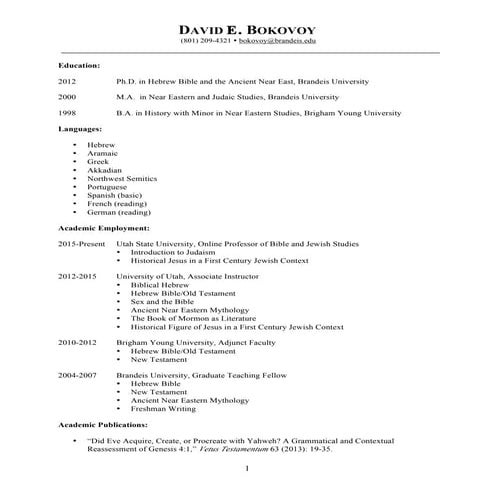 Bokovoy CV (2015) | PDF