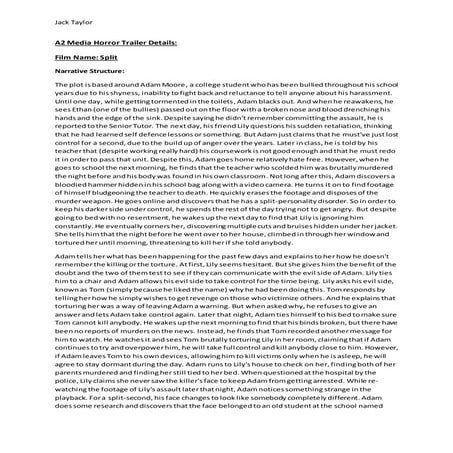 Ideas for a new Horror Film | PDF