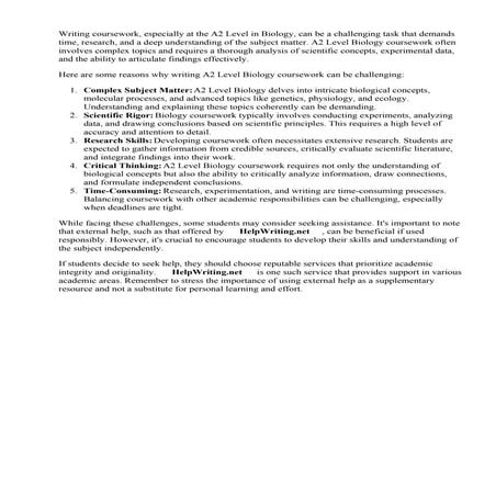 A2 Level Biology Coursework Ideas. How did you kno | PDF