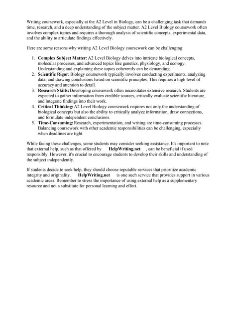 A2 Biology Coursework Source Evaluation. Im sure y | PDF