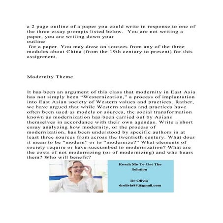 a 2 page outline of a paper you could write in response to one of th | PDF