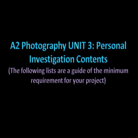 Photography: A2 personal investigation overview | PPT