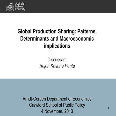Global Production Sharing: Patterns, Determinants and Macroeconomic ...