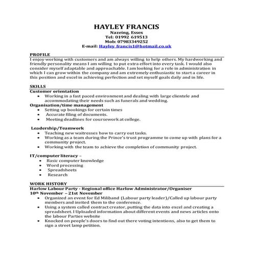 Hayley Francis CV 1 | DOCX