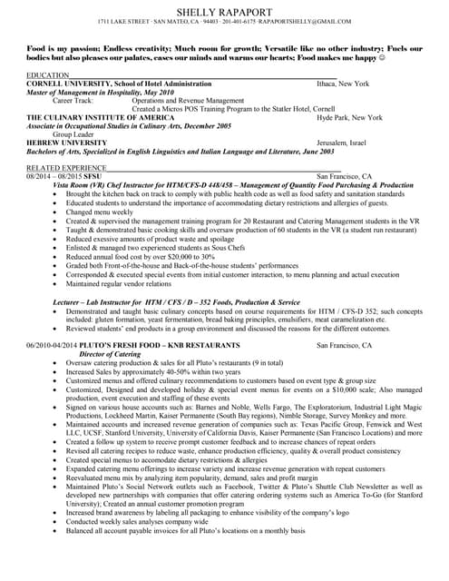Cory resume | DOCX | Food Industry | Industries