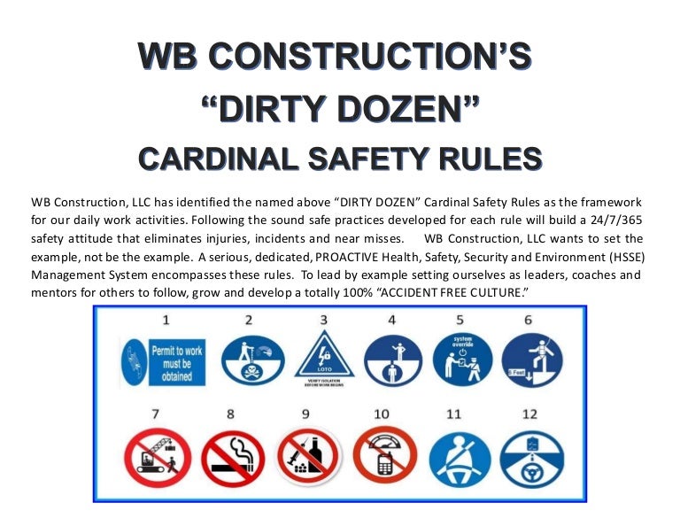 WB ConstructionLLc Dirty Dozen Cardinal Safety Rules Rev2 wb-constructionllc-dirty-dozen-cardinal-safety-rules-rev2