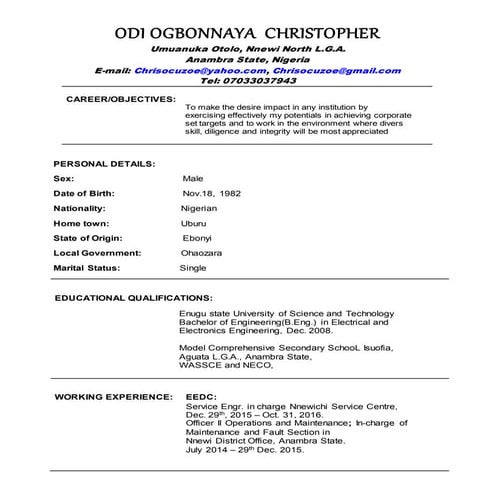 ODI OGBONNAYA CHRISTOPHER. CV - new | DOCX