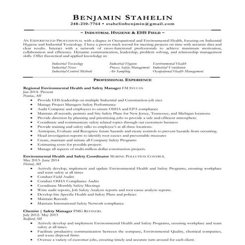 Ben Stahelin FMS Resume | DOC
