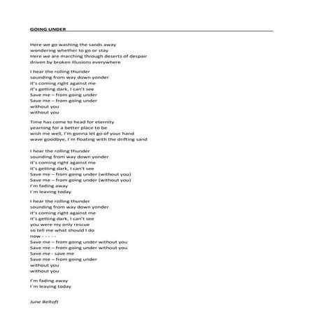 Going Under - lyrics by June Beltoft | PDF | Music | Entertainment