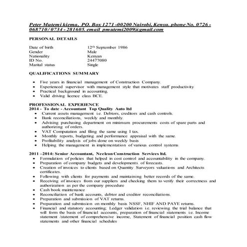 PETER MUTEMI UPDATED RESUME | PDF