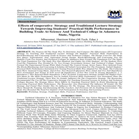 Effects of cooperative Strategy and Traditional Lecture Strategy ...
