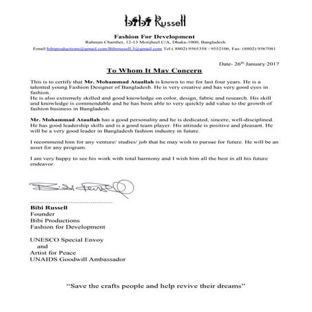 Recommendation Letter for Mohammad Ataullah | PDF