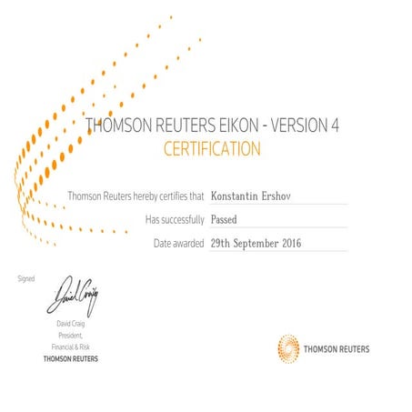Thomson Reuters Certificate | PDF