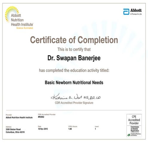 Abbot Certificate-1 | PDF | Nutrition | Healthy Living