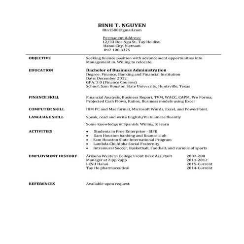 resume | PDF | Business Accounting & Finance | Business