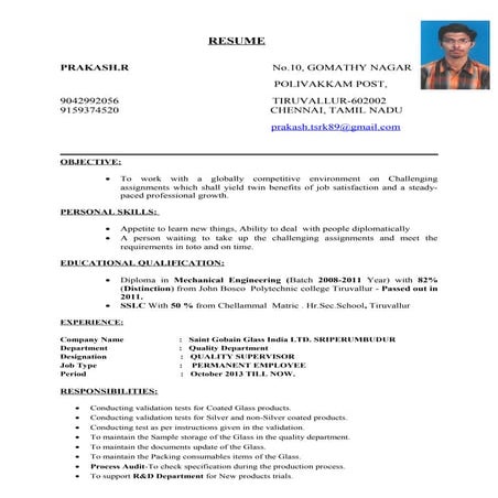 PRAKASH RESUME | PDF