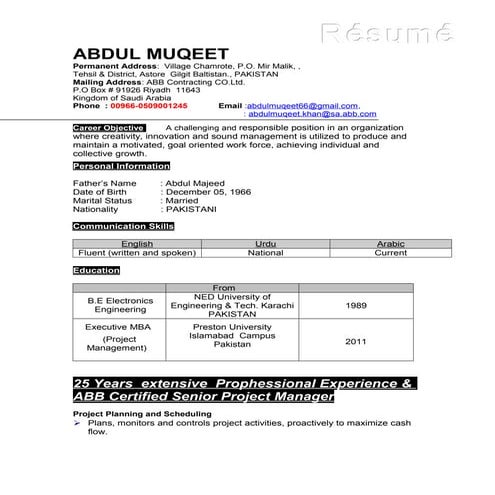 Abdul Muqeet CV Latest | PDF