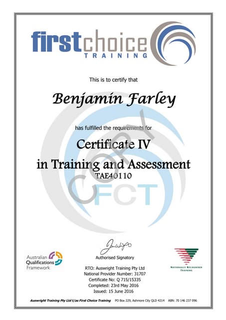Cert IV in Training & Assessment | PDF