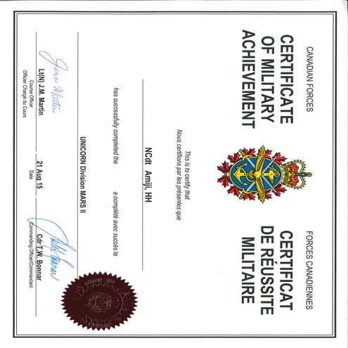 MARS 2 Certificate of Military Achievement | PDF