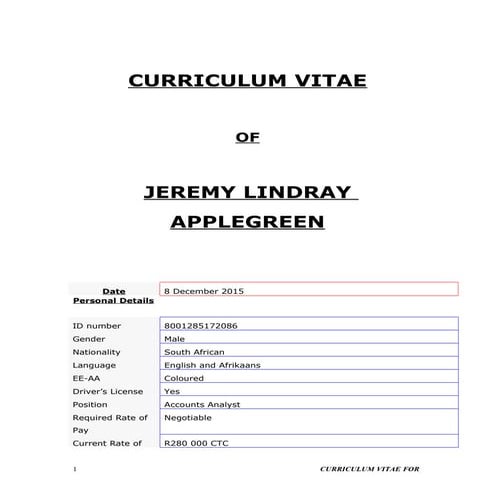 Jeremy CV | PDF