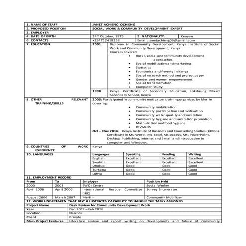 Christine Akoth Oyugi Profile. Gender and Inclusion Specialist | PDF