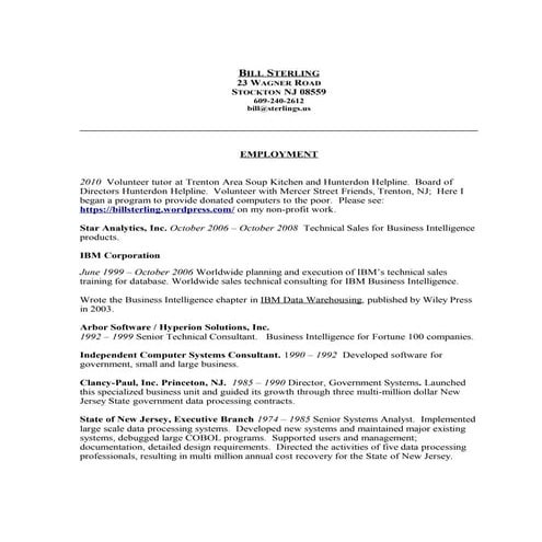 Bill Sterling Resume | DOC