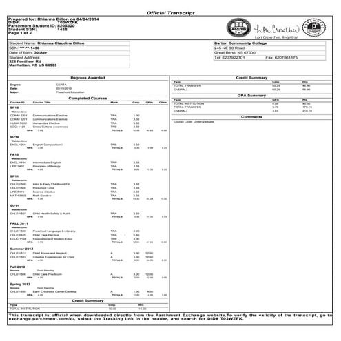 Official Transcript | PDF