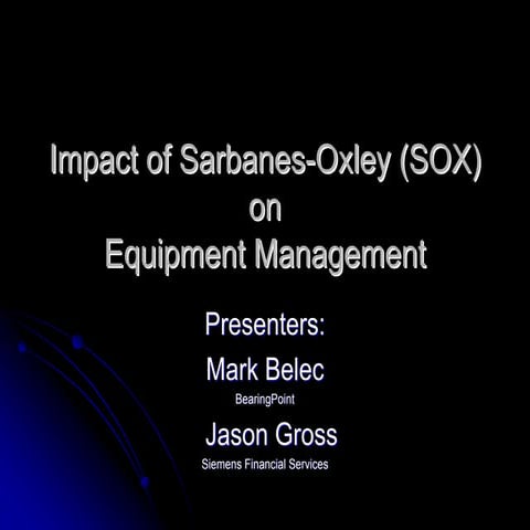 Sarbanes Oxley presentation | PPT