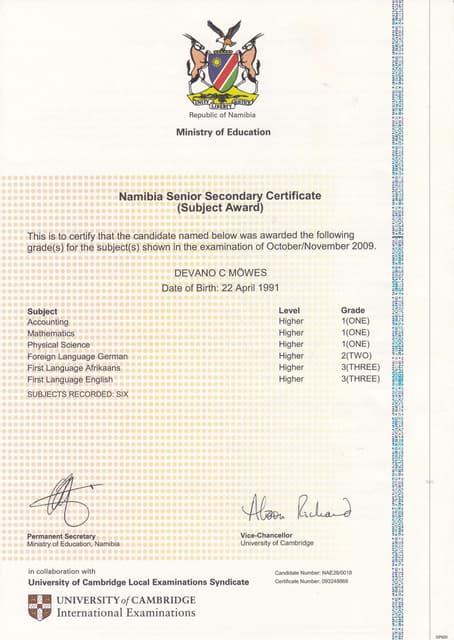 Nssc certificate | PDF