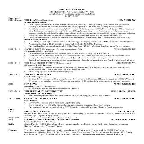 Josiah Ryan Resume | PDF