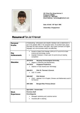 Resume- Chua Jia Jie doc | PDF
