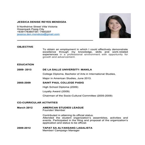 CV - JESSICA DENISE REYES MENDOZA | PDF