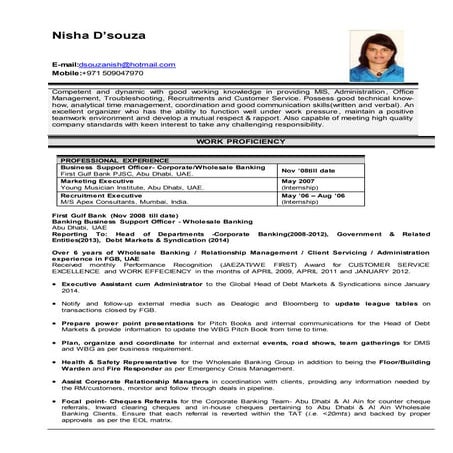 Nisha D'souza Resume 2015 | DOCX