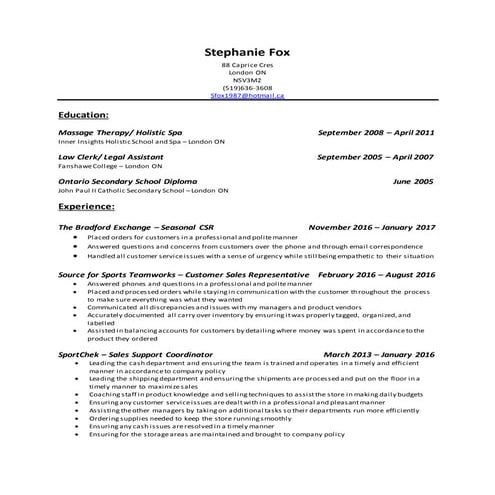 Stephanie Fox. Resume | PDF