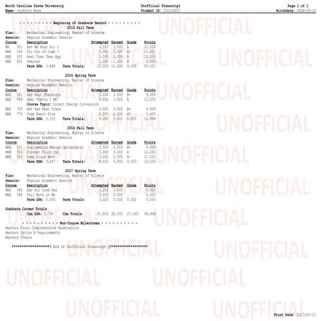 NCSU_JBose_Transcript | PDF