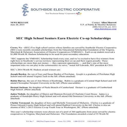 Electric Co-op Students Earn Educational Foundation Scholarships - News ...