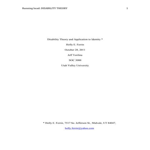 SOC 3000 Disability Theory | PDF