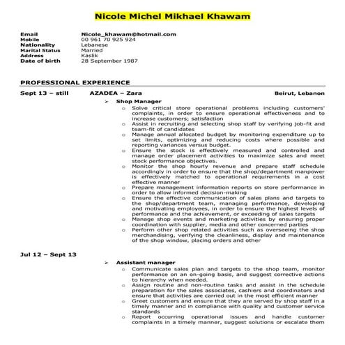 CV Nicole K S | PDF