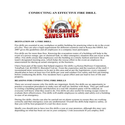 CONDUCTING AN EFFECTIVE FIRE DRILL | PDF