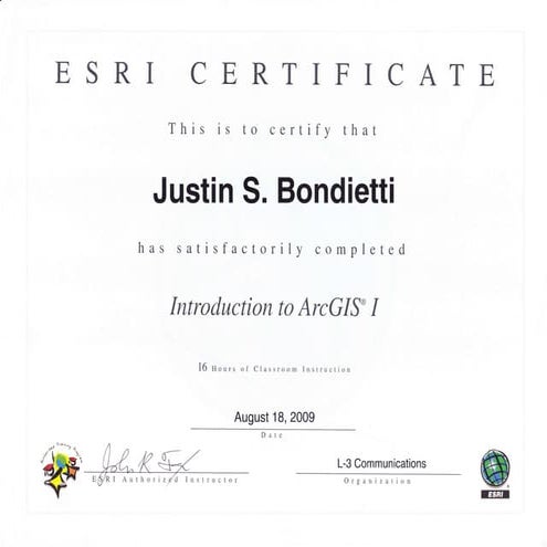 Esri Arcgis Certificate Pdf Computer Software And Applications