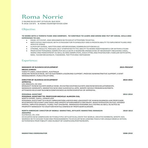 ROMA NORRIE CURRENT RESUME | DOCX