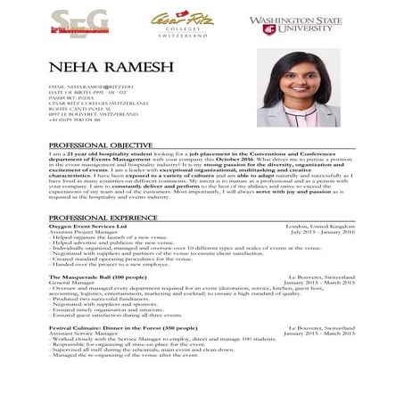 Neha Ramesh CV 2016 | PDF