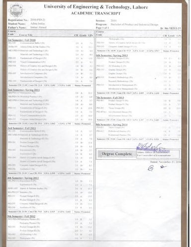 UET Degree Certificate Front Side | PDF