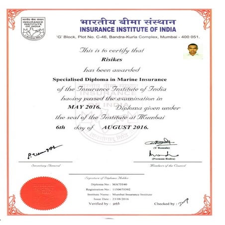 Specialised Diploma in Marine Insurance | PDF